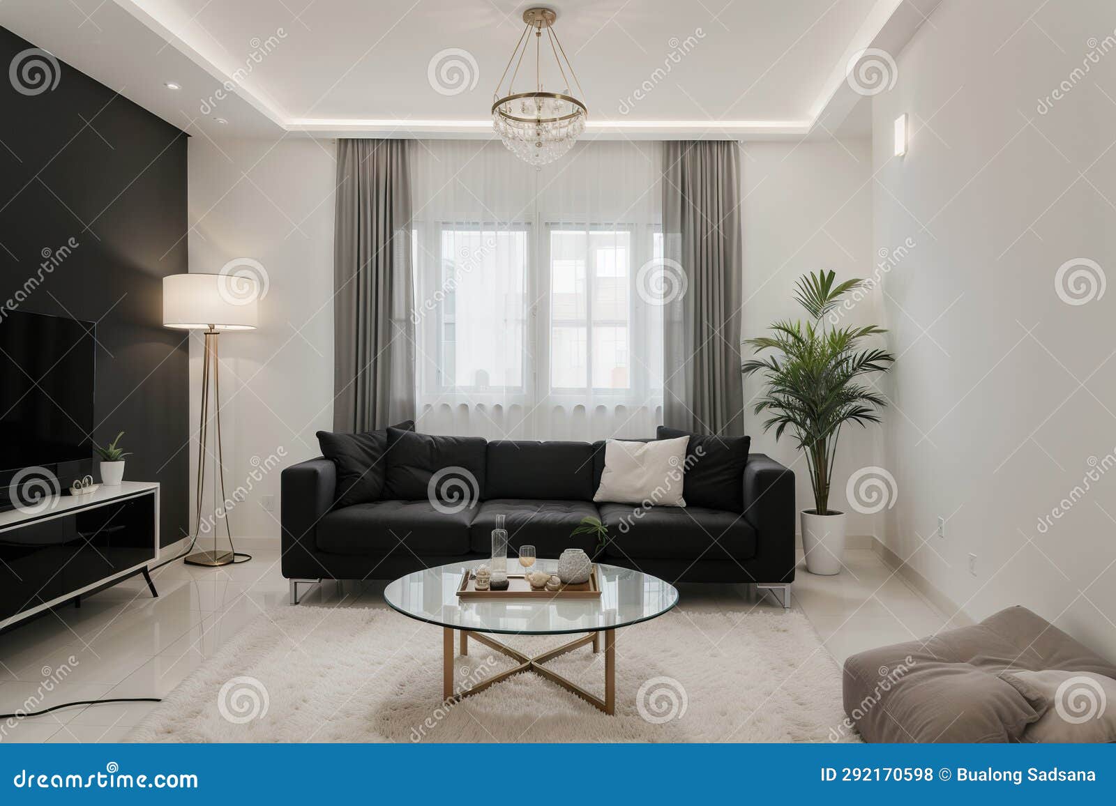 Modern Home Interior with Couch Stock Illustration - Illustration of ...