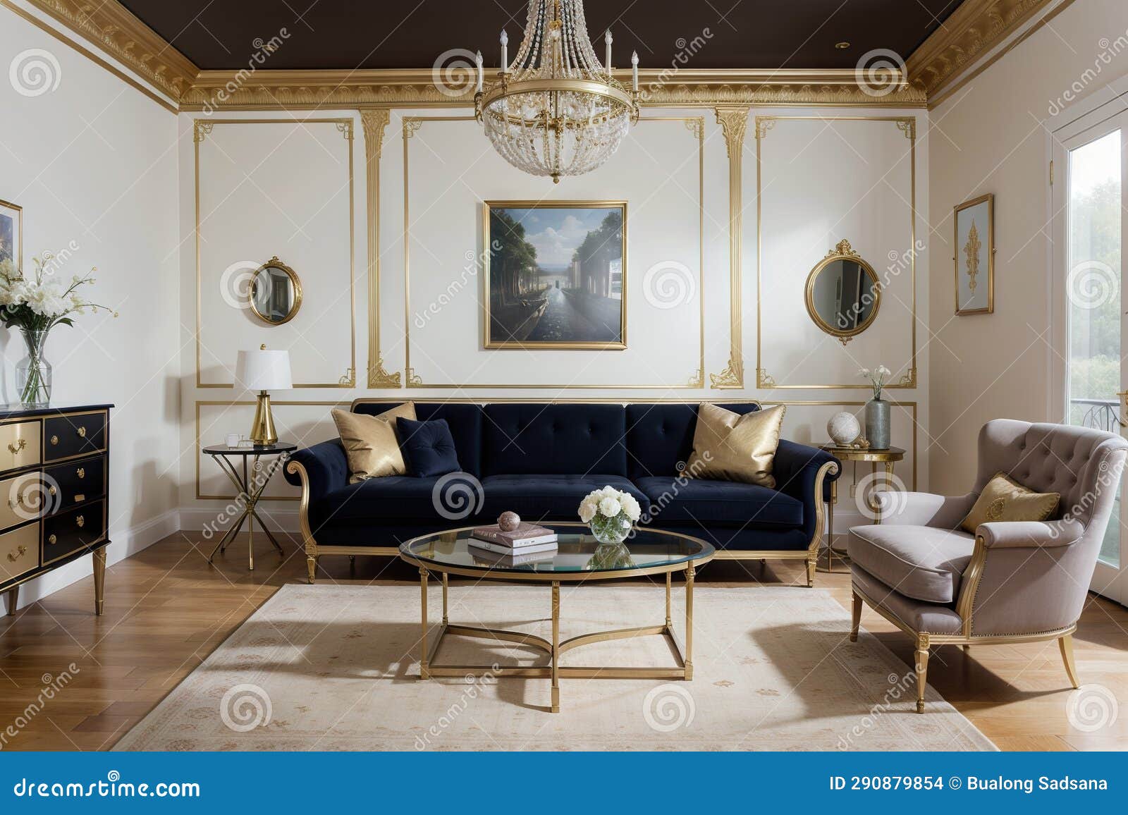 Showcasing Interior Design in Style Gilded Glory Stock Illustration ...