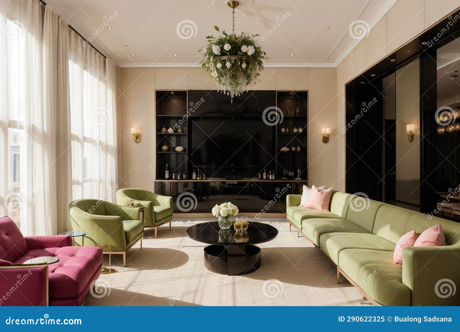 Showcasing Interior Design in Style Lavish Lounge Stock Illustration ...