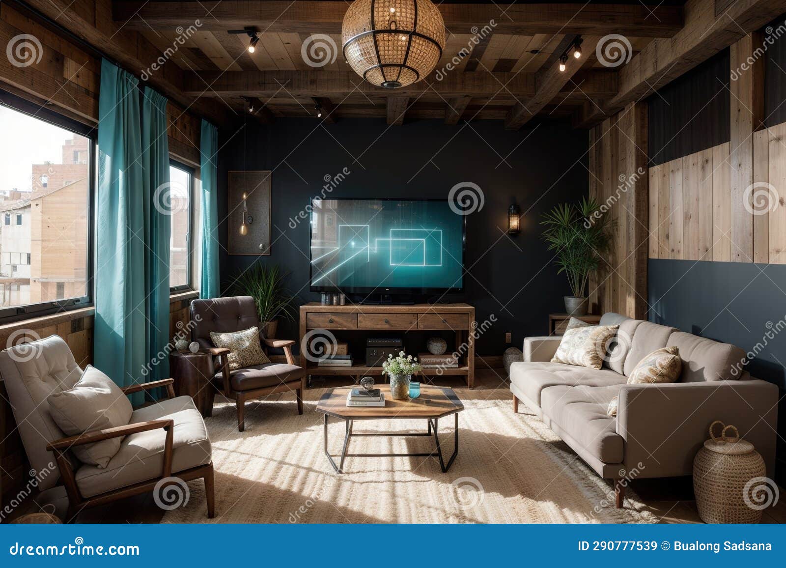 Showcasing Interior Design in Style Rustic Radiance Stock Illustration ...
