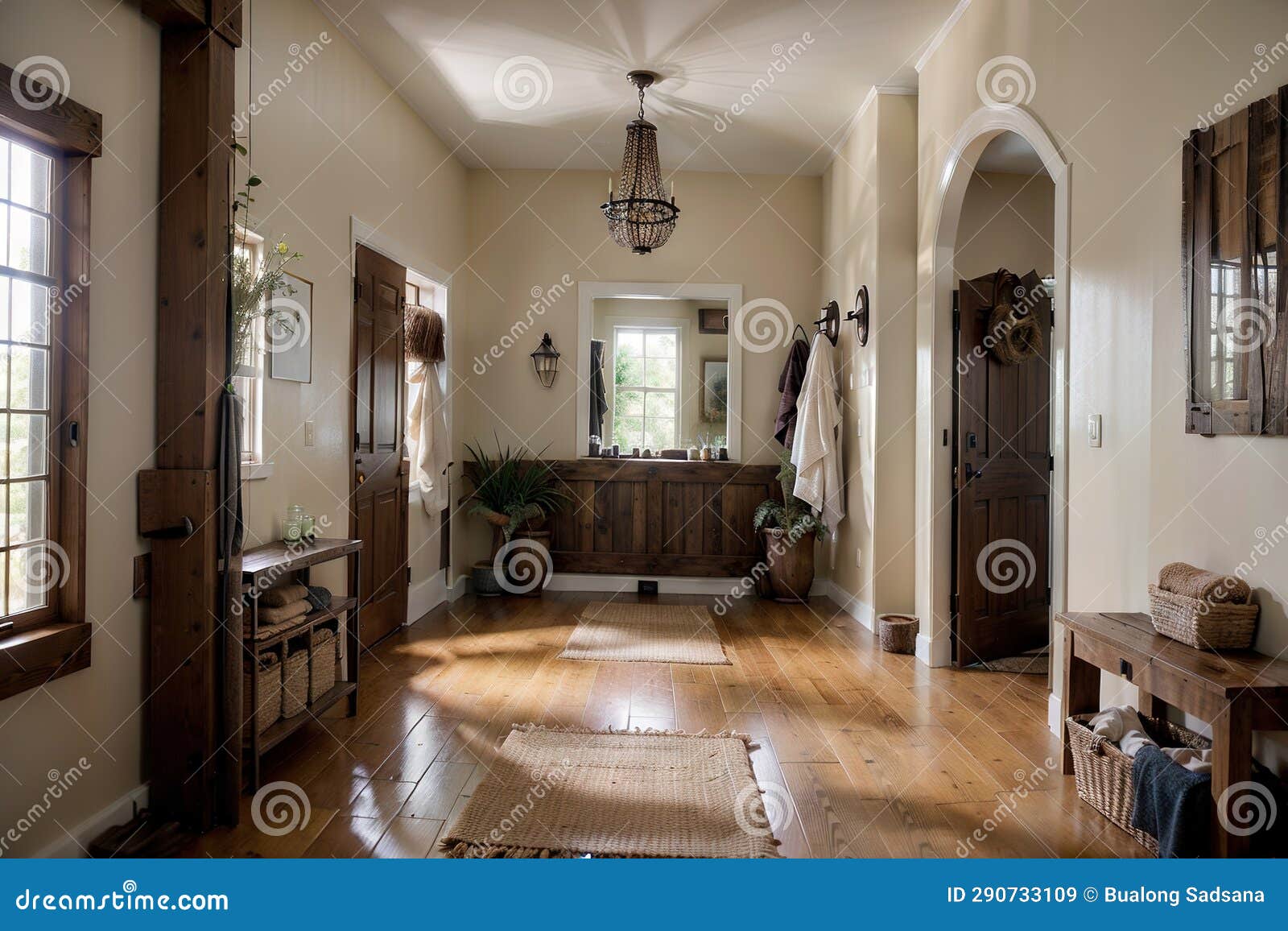 Showcasing Interior Design in Style Rustic Radiance Stock Illustration ...