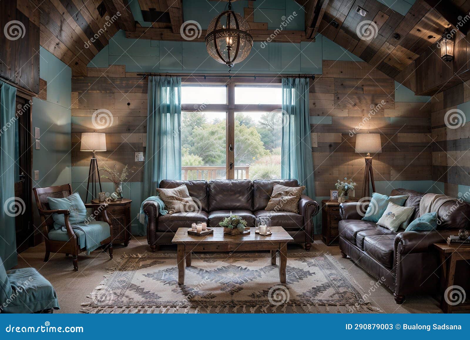 Showcasing Interior Design in Style Rustic Retreat Stock Illustration ...
