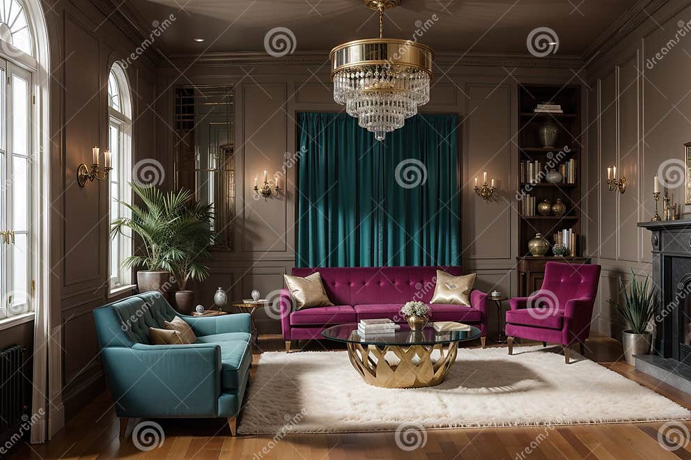 Showcasing Interior Design in Style Sumptuous Serenity Stock ...