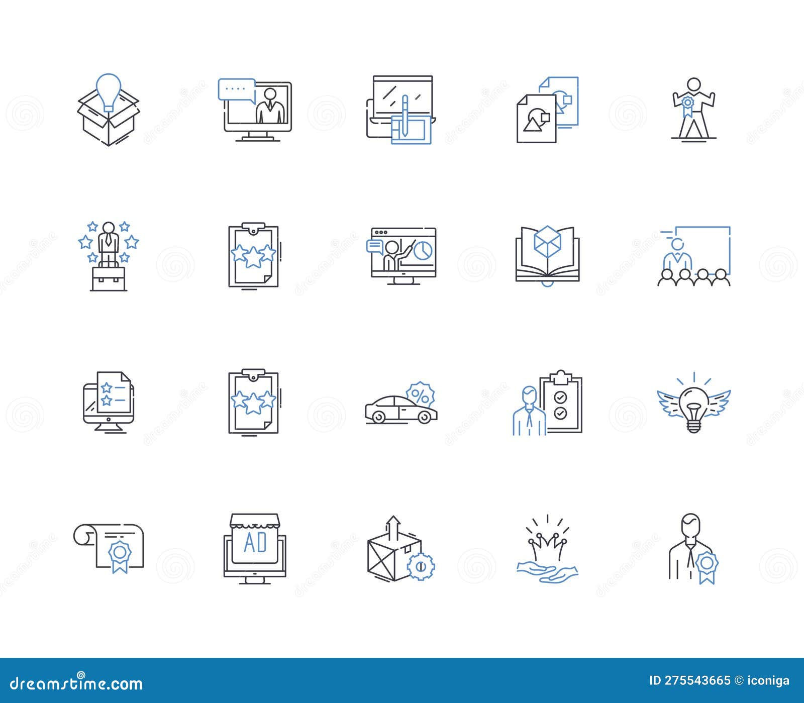 Showcasing Line Icons Collection. Display, Exhibit, Present ...