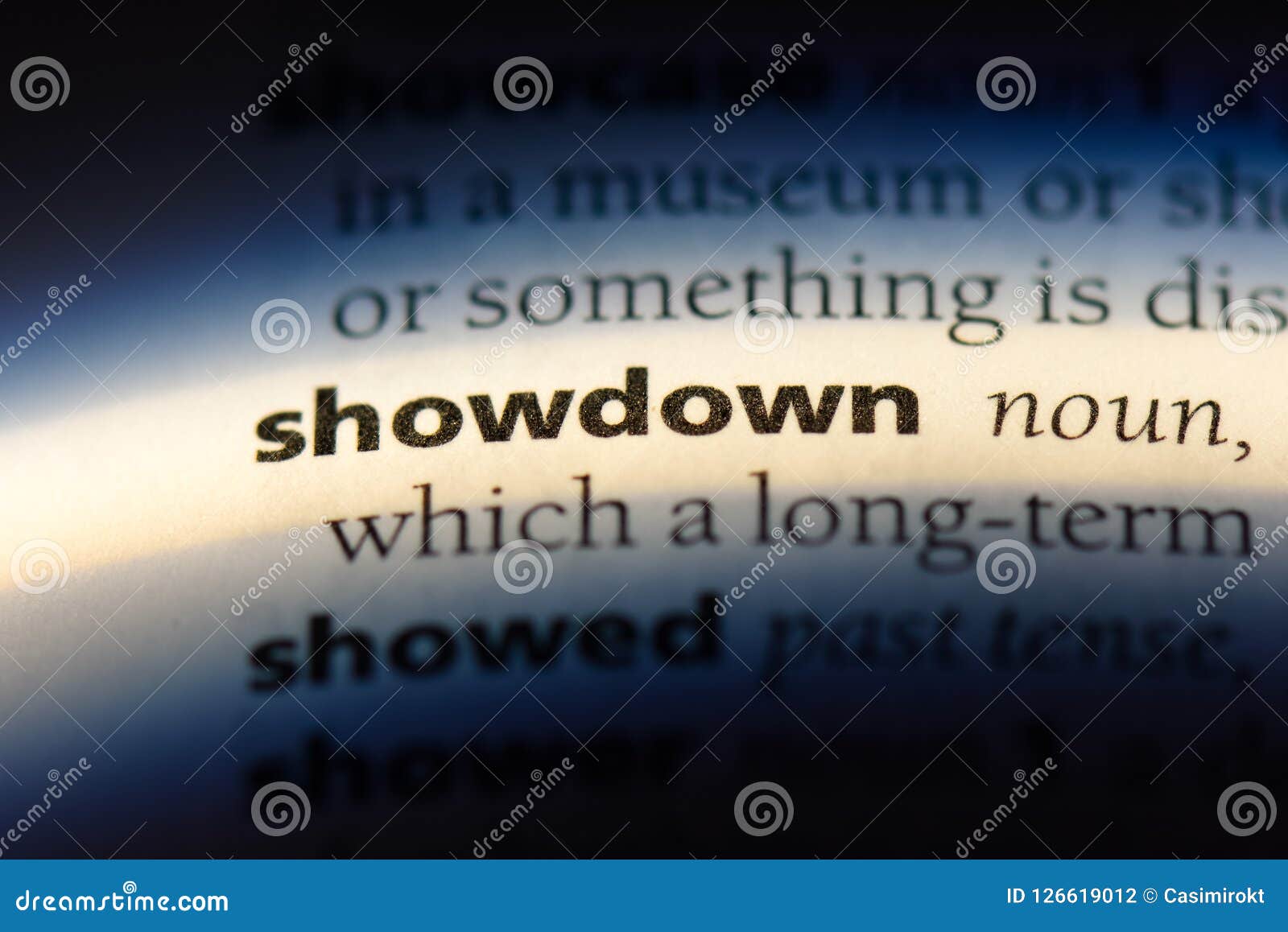 Showdown stock photo. Image of macro, dictionary, printed - 126619012