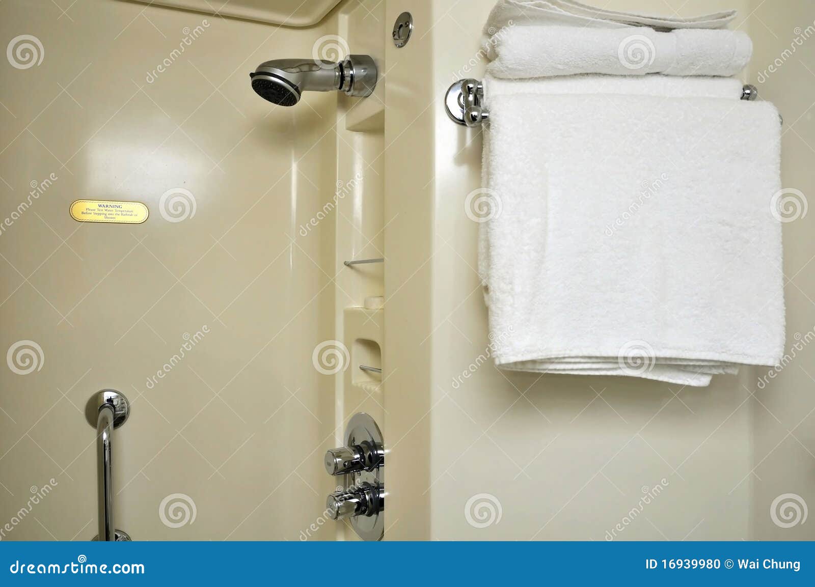 Shower area and towel stock photo. Image of hygiene, lighting - 16939980