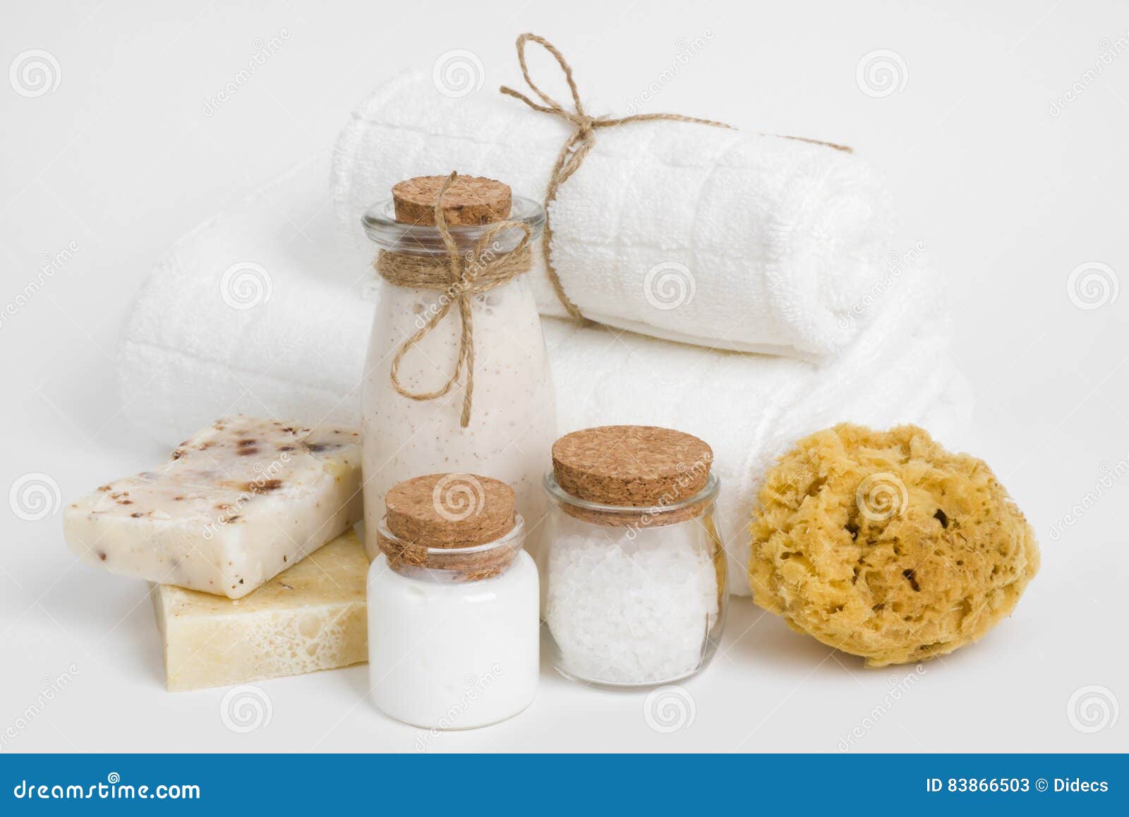 Shower, Bathroom and Bodycare Tools and Accessories Isolated on White ...