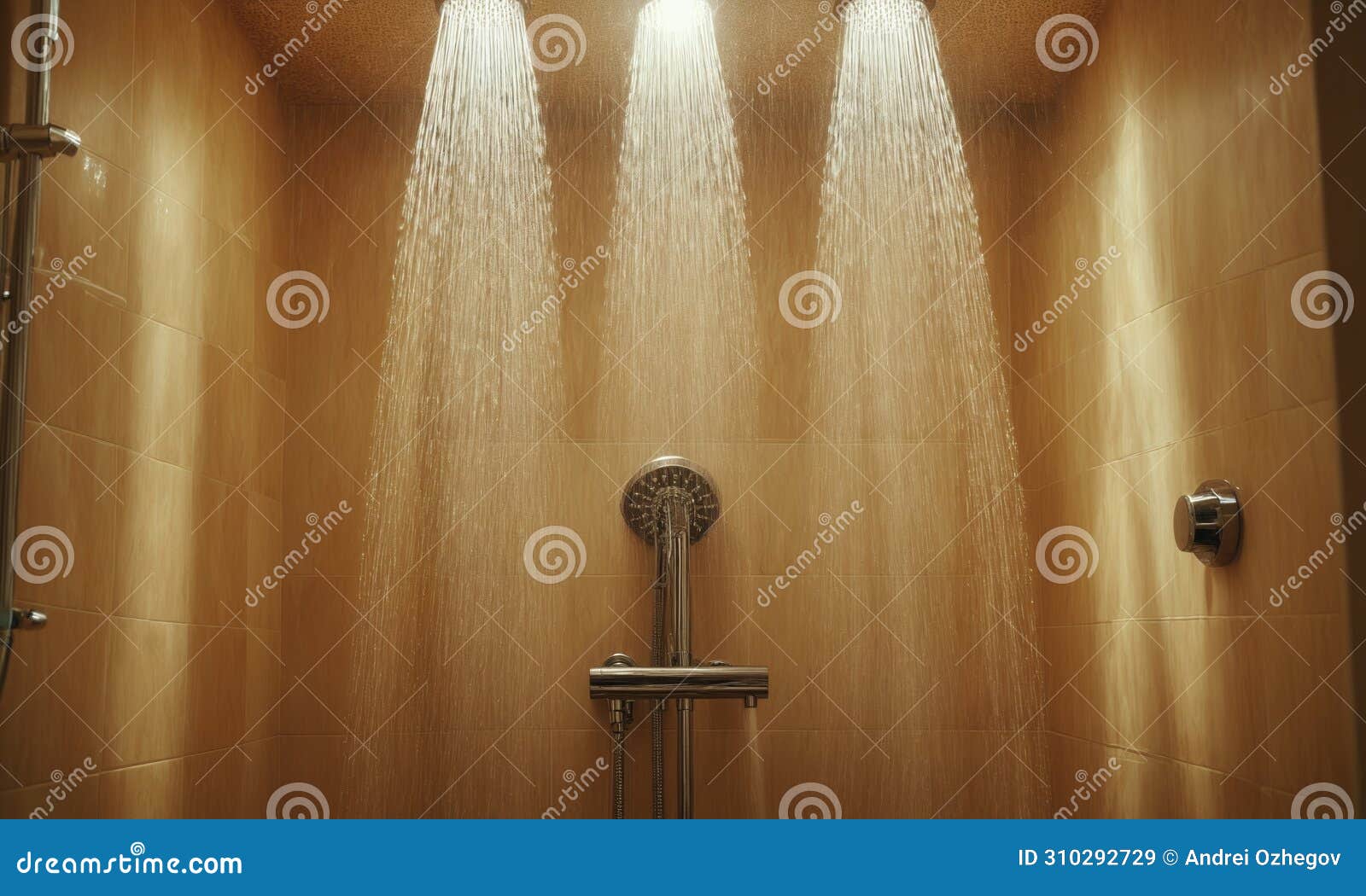 Shower in the Bathroom with Sunlight and Shadow on the Wall. Stock ...