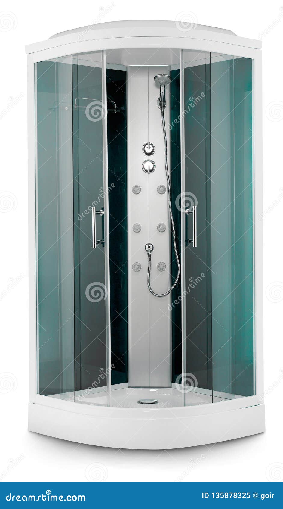 Shower cabin on white stock image. Image of white, fixture - 135878325