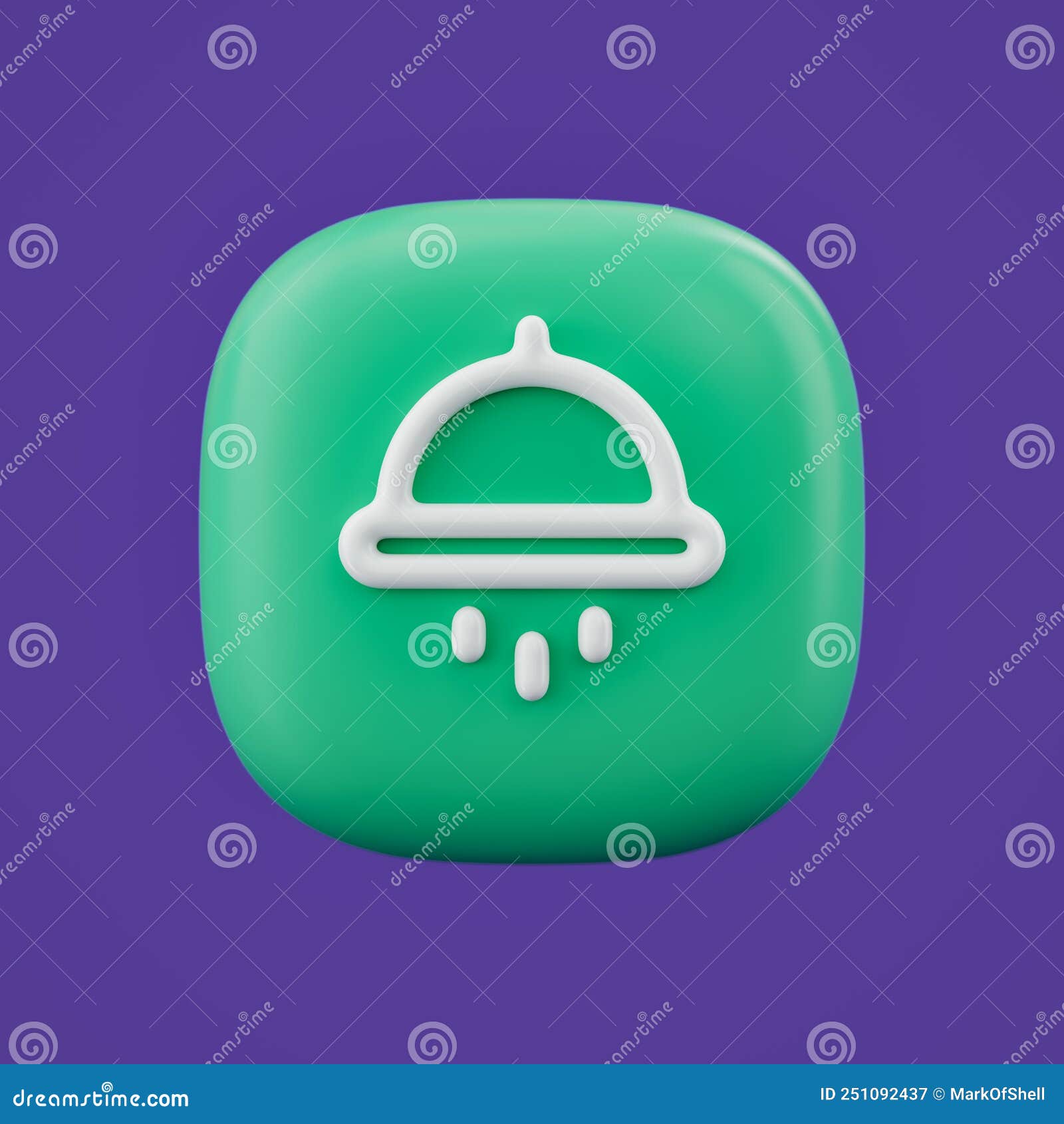 Shower 3d Icon on a Green Button, Outline Energy and Environment Icon ...