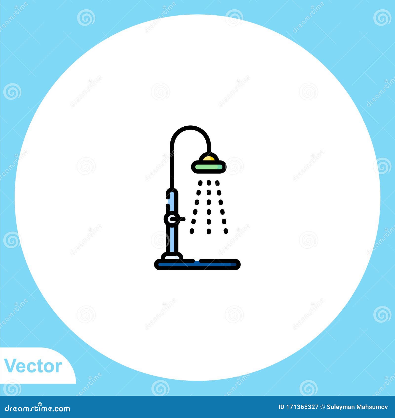 Shower Flat Vector Icon Sign Symbol Stock Illustration - Illustration ...