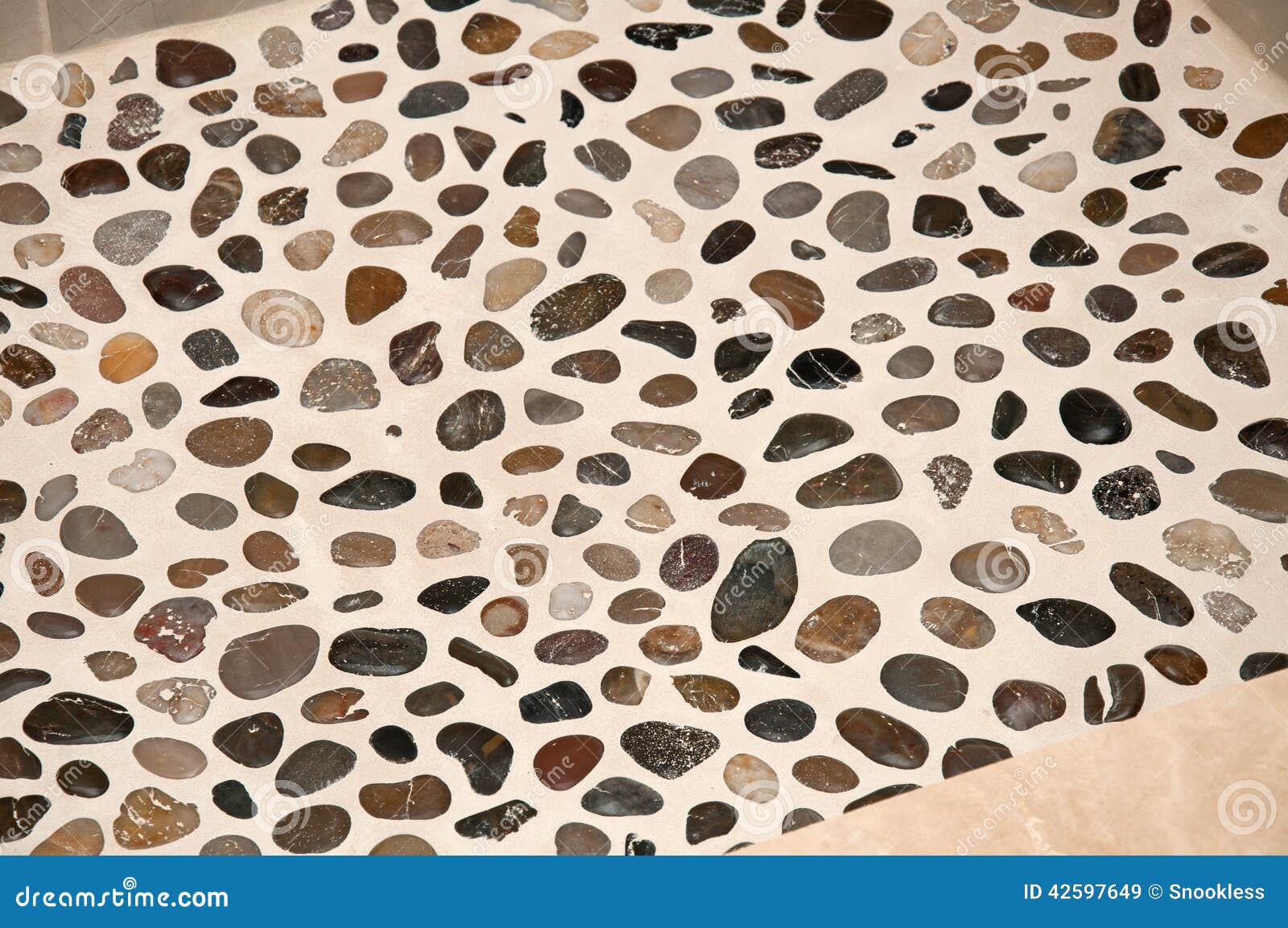 Shower Floor River Stone stock image. Image of grout - 42597649