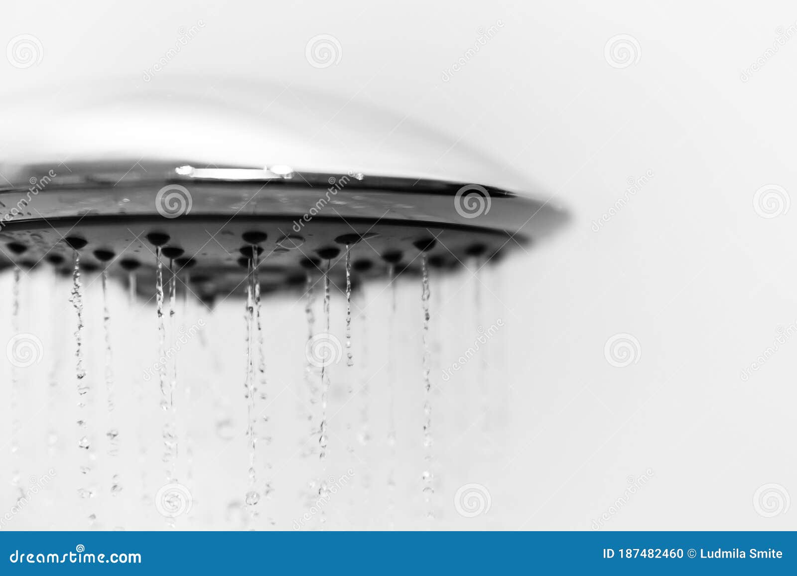 Shower with flowing water stock photo. Image of closeup - 187482460