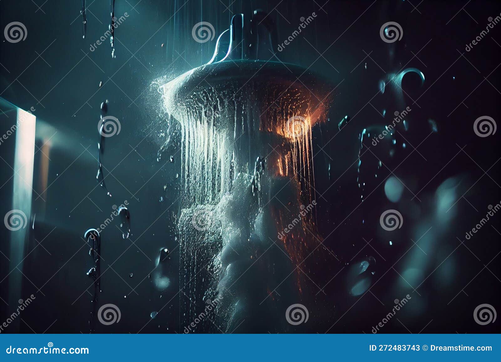 Shower with Flowing Water and Steam.generative Ai Stock Image - Image ...