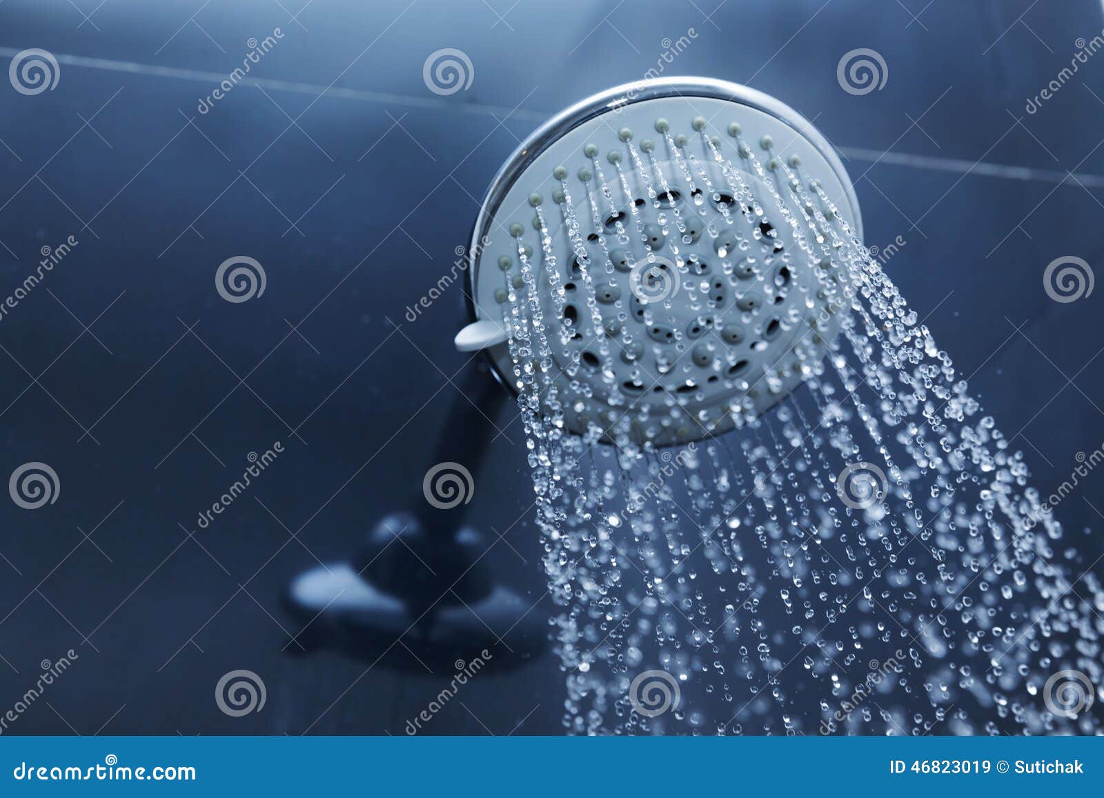 Shower Head in Bathroom with Water Drops Stock Image - Image of flow ...