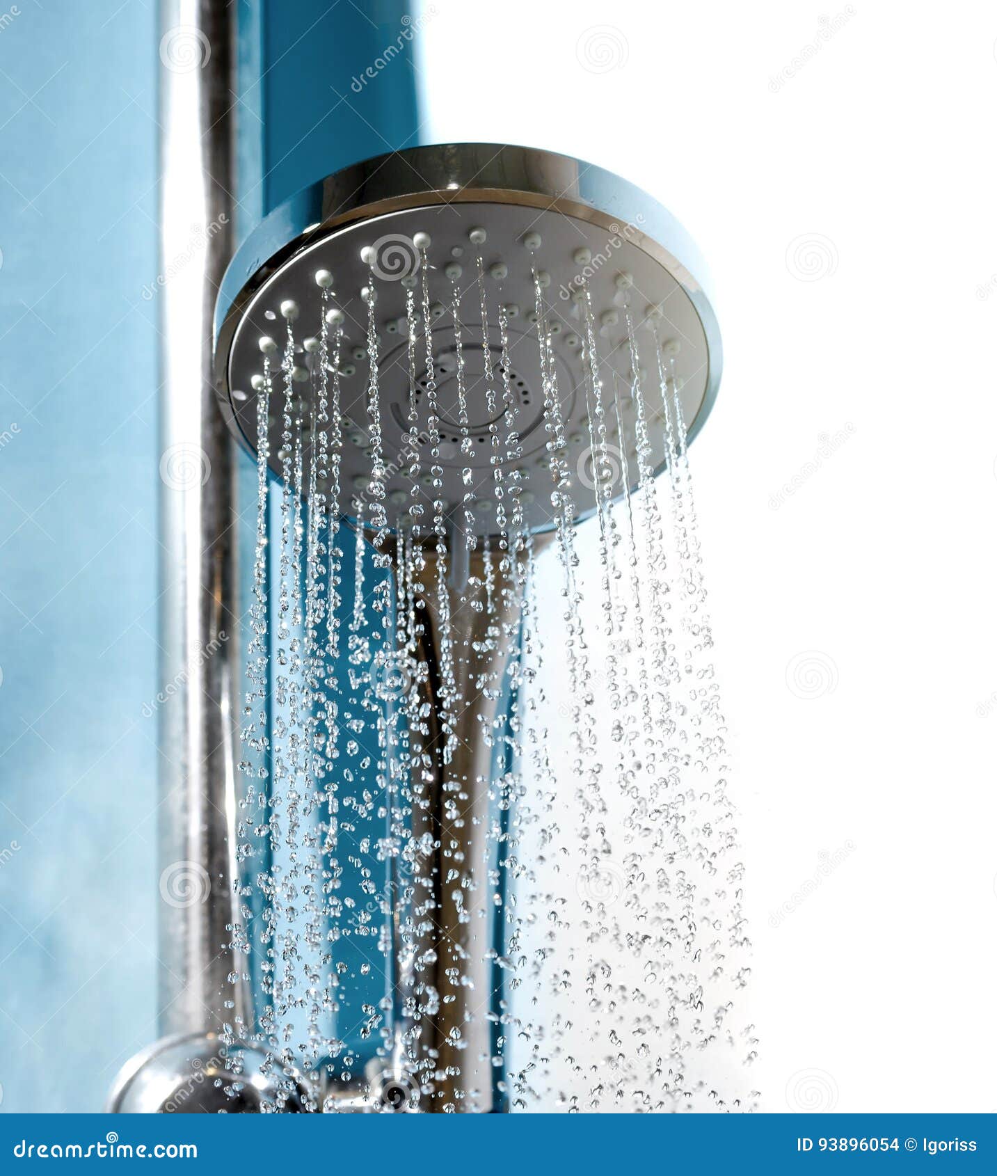 Shower Head in Bathroom with Water Stream Stock Photo - Image of fresh ...