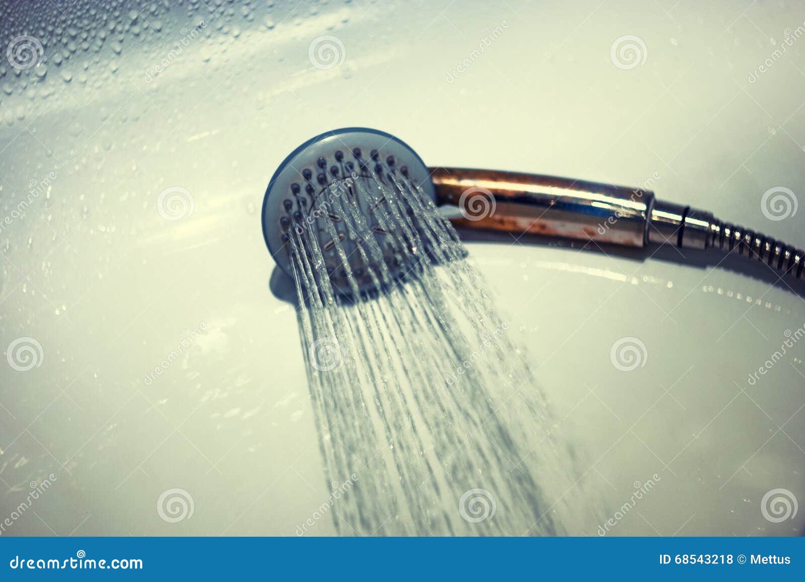 Shower Head on Bottom of Bathtub with Water Flowing Out Stock Photo ...