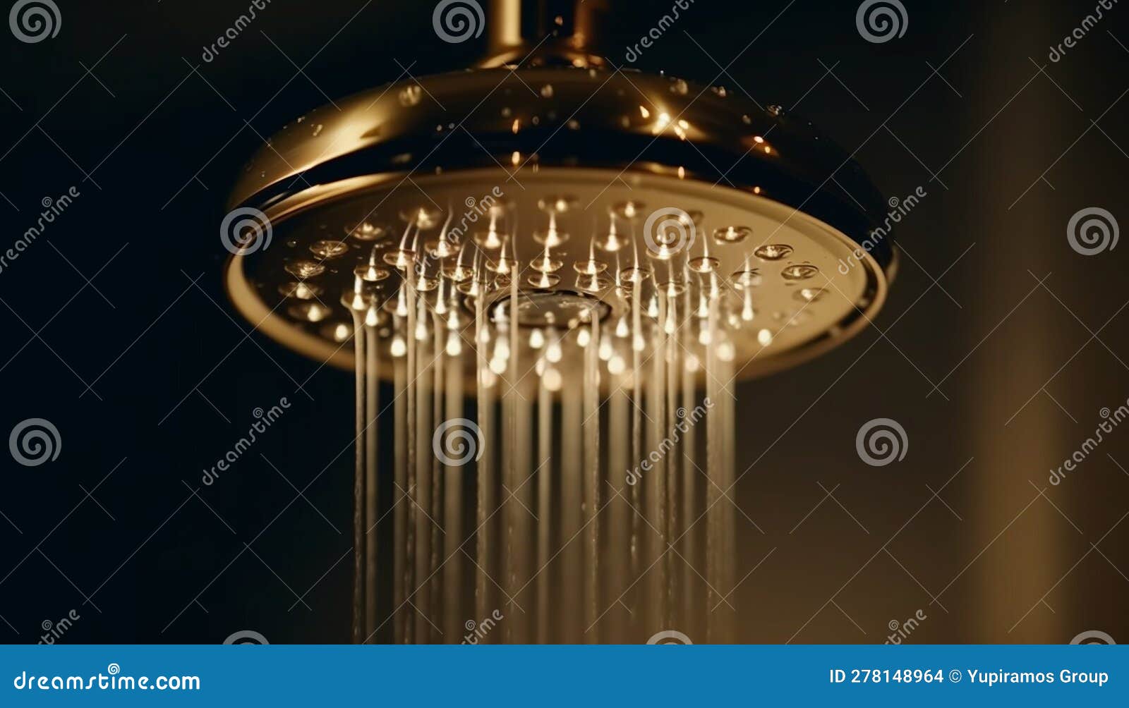 Shower Head Glows with Refreshing Blue Water Generated by AI Stock ...