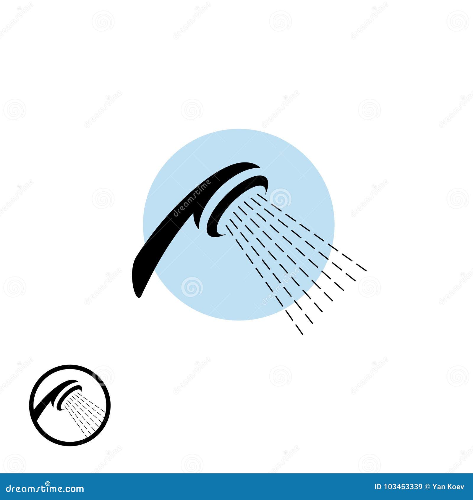 Shower Head Isolated On White With Flowing Water. Vector Shower ...