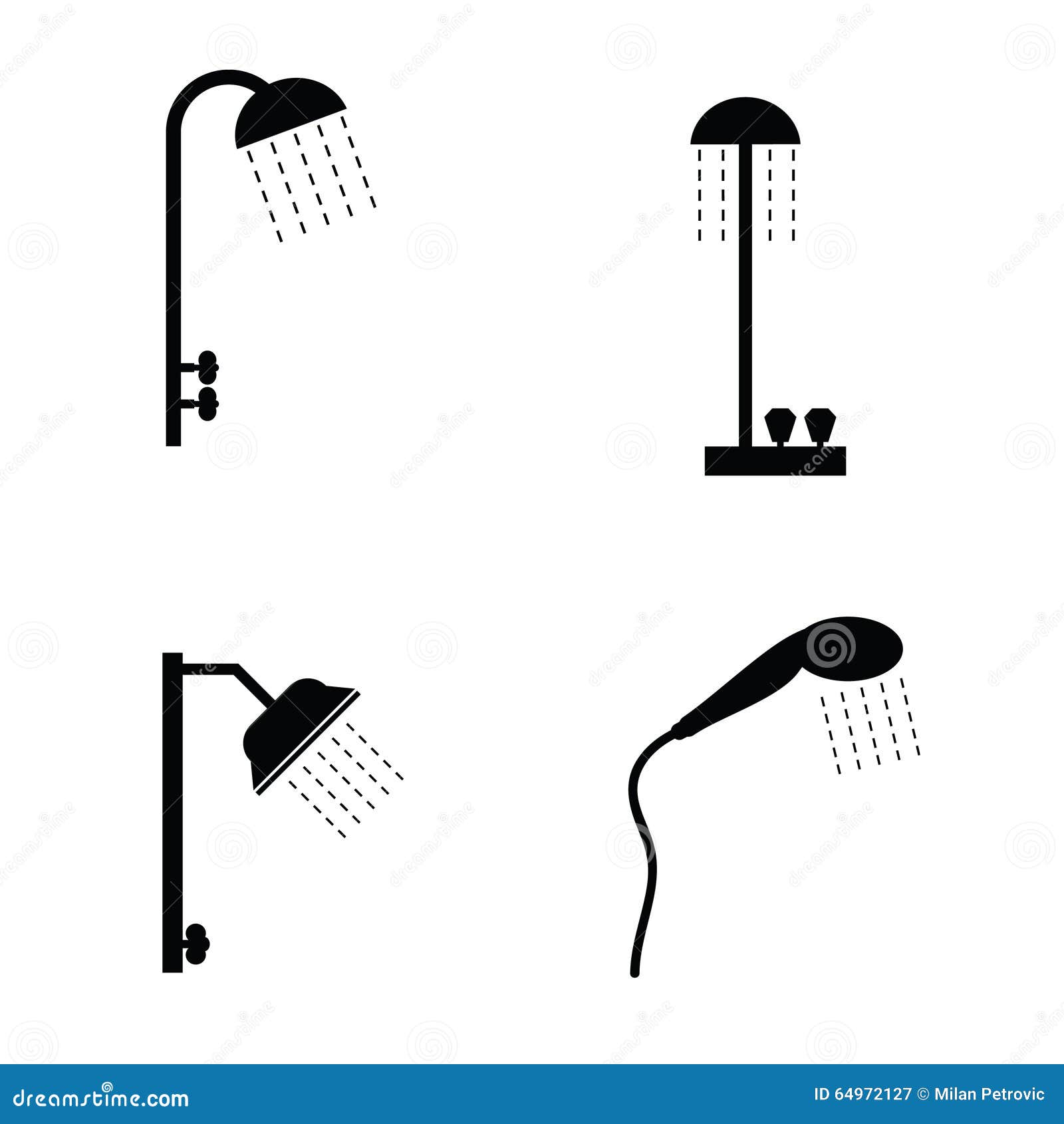 Shower Head Vector in Black Stock Vector - Illustration of hygiene ...