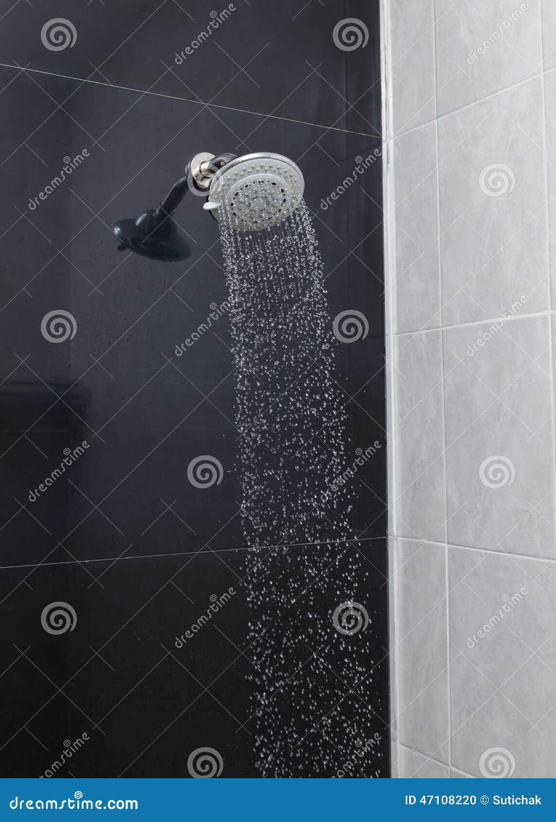 Shower Head with Water Drops Flowing Stock Photo - Image of splash ...