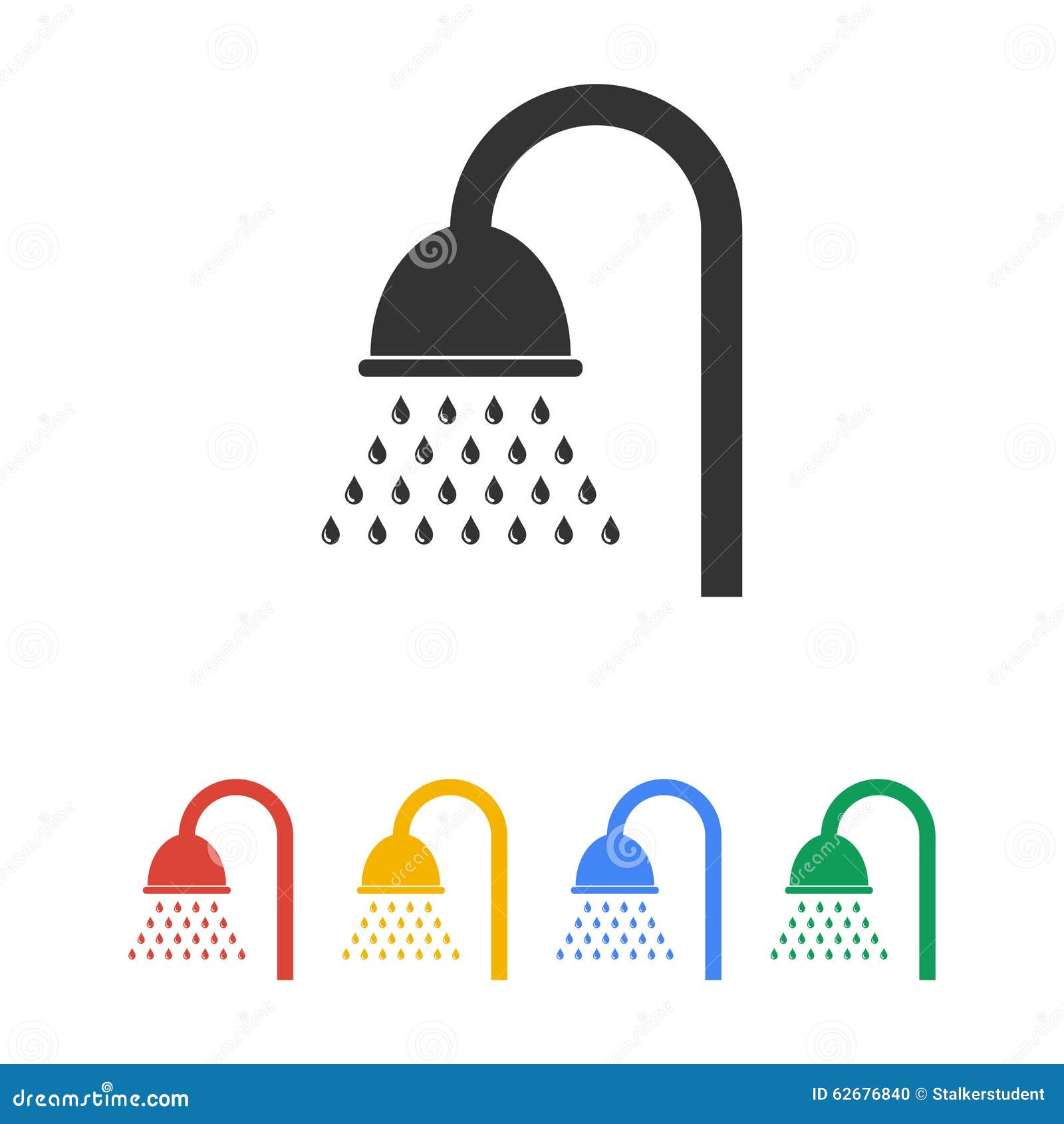 Shower Icon. Flat Design Style Stock Illustration - Illustration of ...