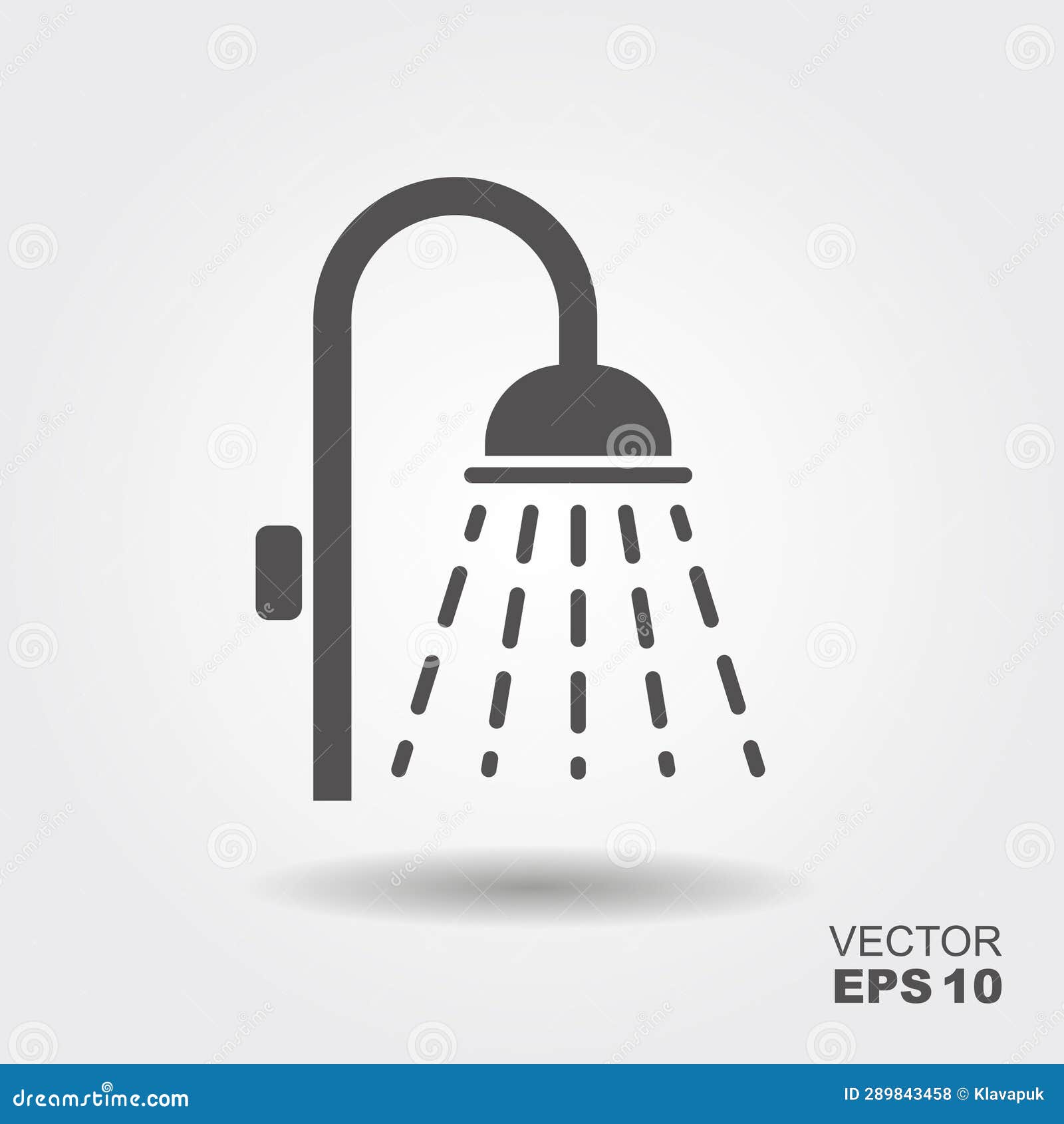 Shower Icon. Flat Symbol with Shadow Stock Illustration - Illustration ...