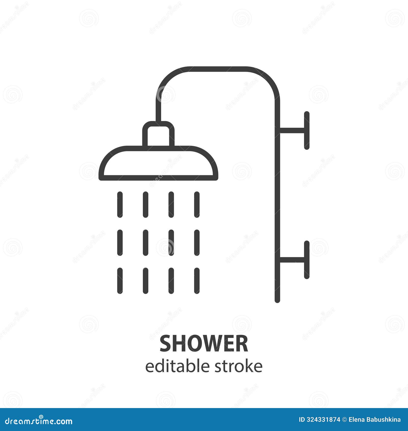 Shower Line Icon. Vector Symbol Stock Vector - Illustration of black ...