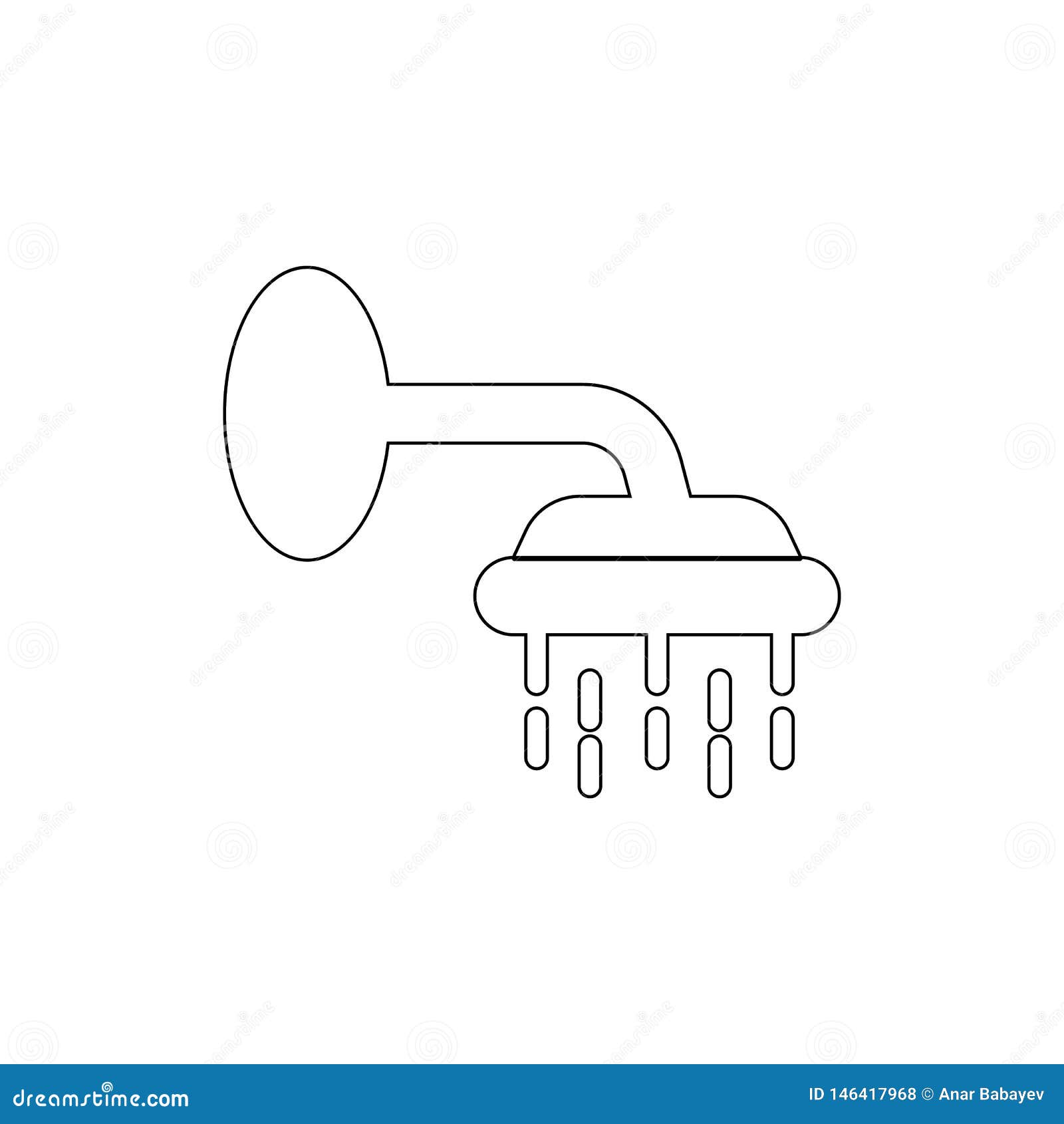 Shower Outline Icon Bathroom And Sauna Element Icon Premium Quality