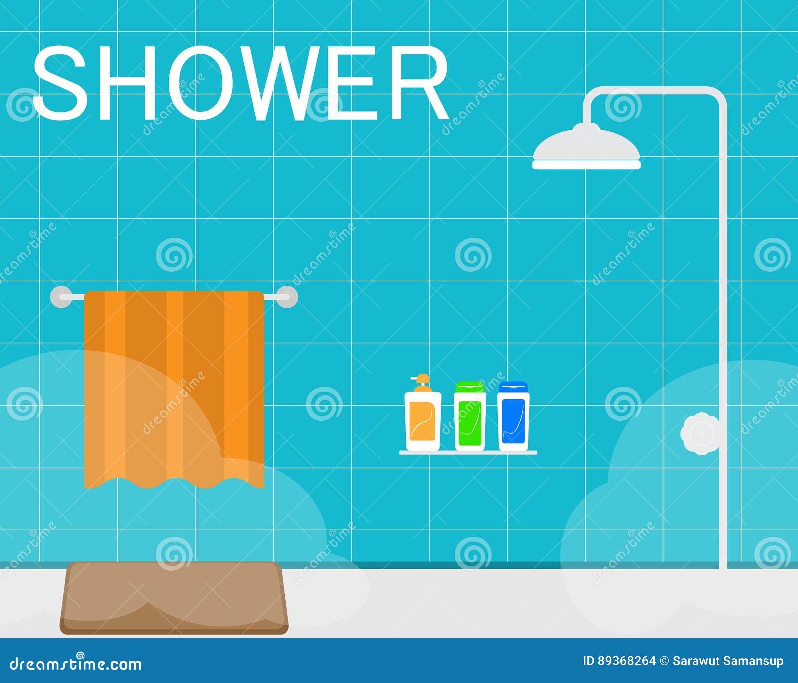 Shower room,bathroom stock illustration. Illustration of modern - 89368264