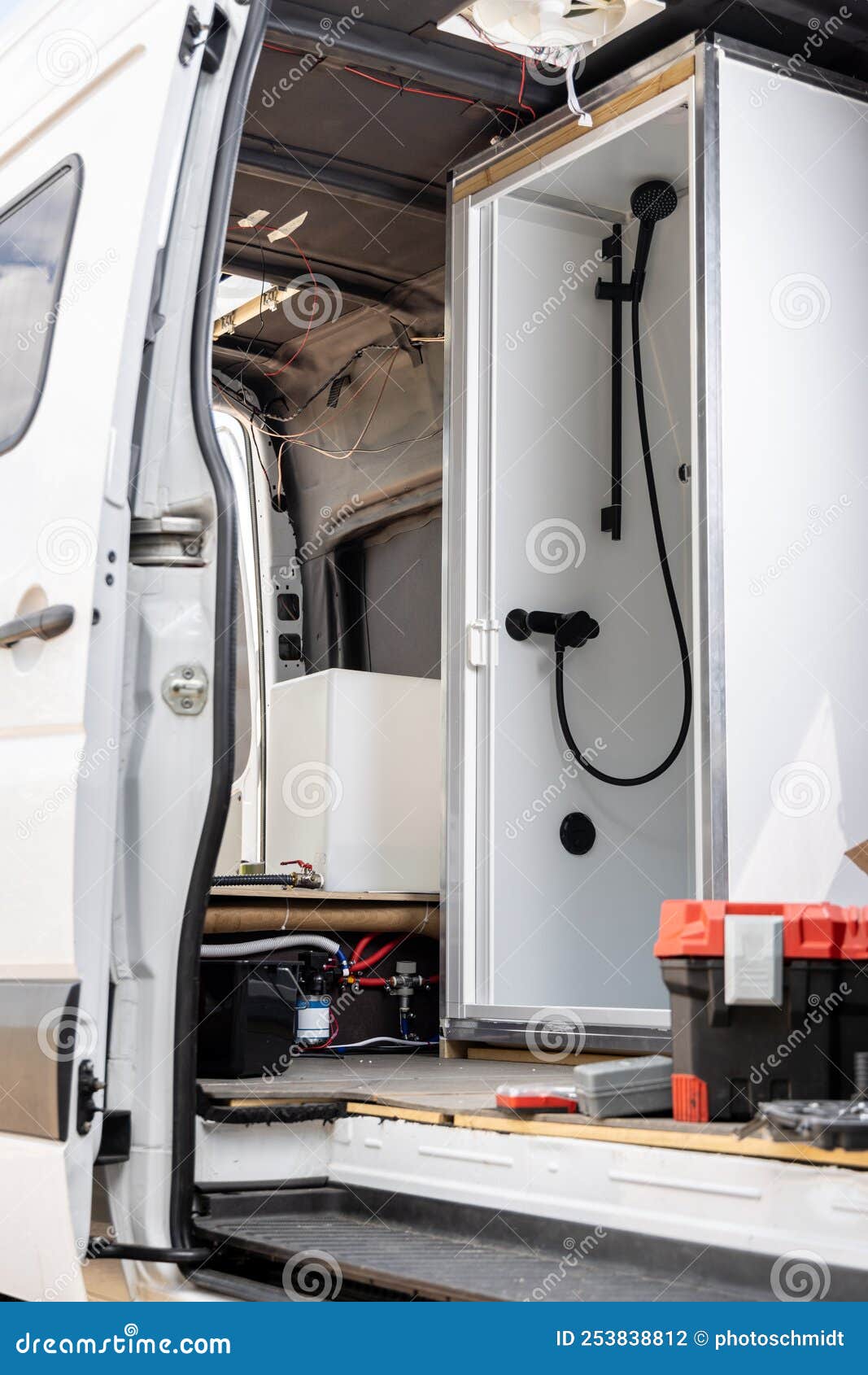 A Shower Room Installed in a Caravan Stock Photo - Image of ...