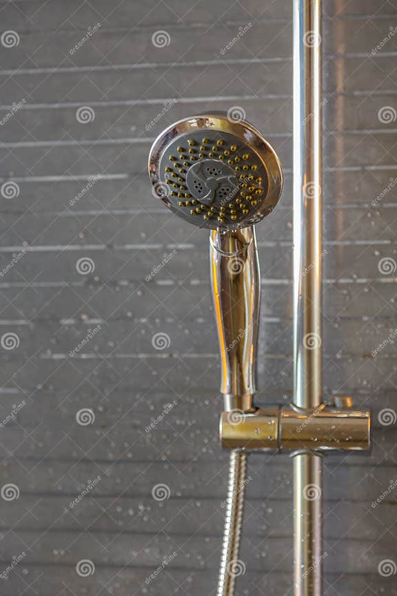 Shower while running water stock image. Image of blue - 57382523