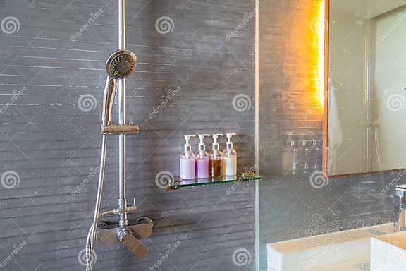 Shower while running water stock photo. Image of plumbing - 57652746