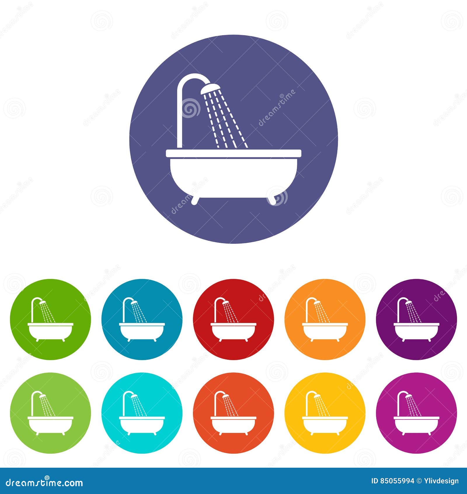 Shower set icons stock vector. Illustration of faucet - 85055994