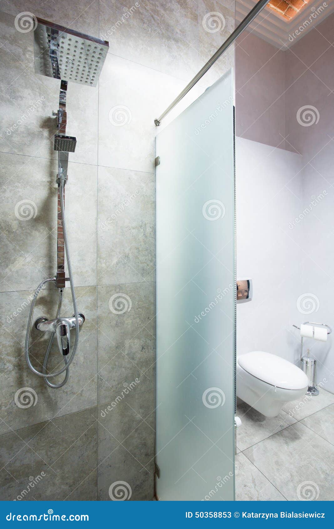 Shower space in a bathroom stock image. Image of comfortable - 50358853