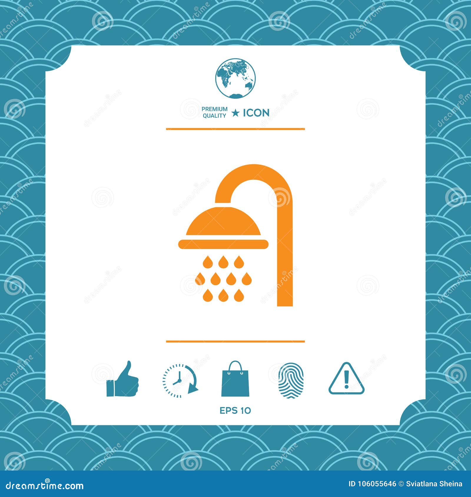 Shower symbol icon stock vector. Illustration of bathroom - 106055646