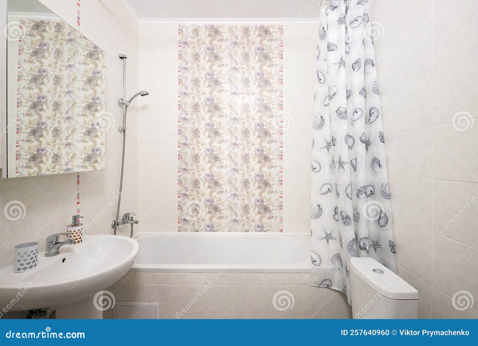 Shower System with Bathtub in the Bathroom Stock Photo - Image of ...