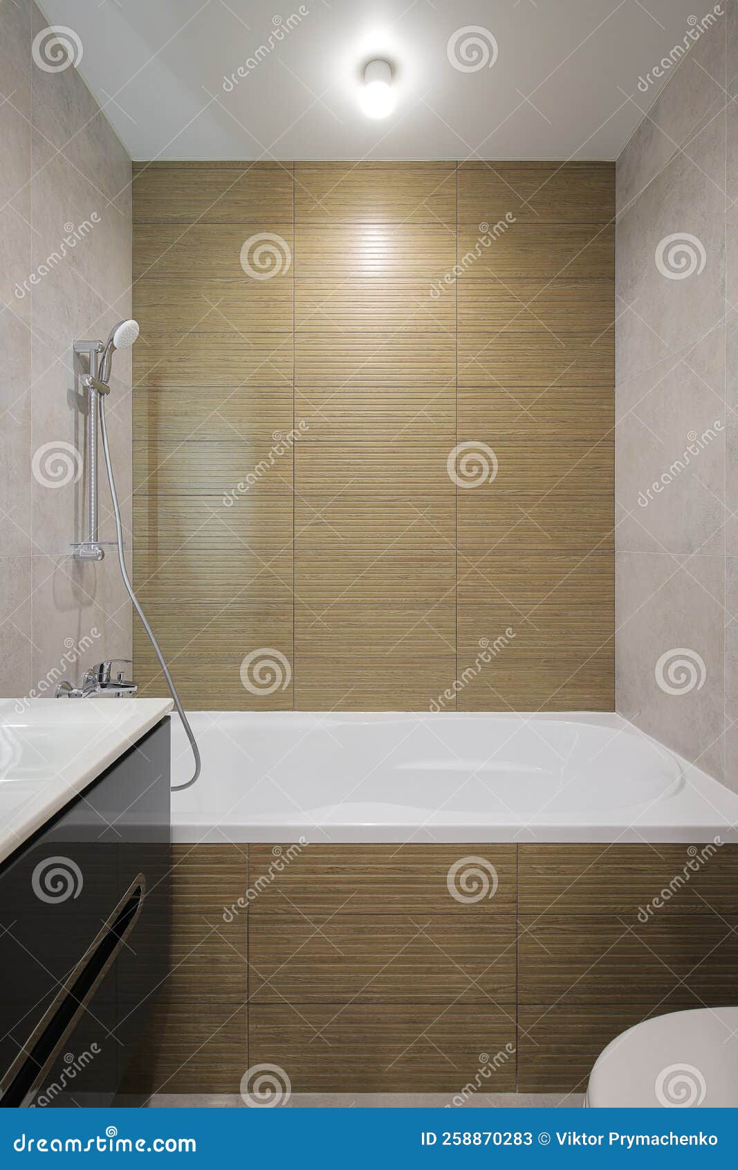 Shower System with Bathtub in the Bathroom Stock Image - Image of ...