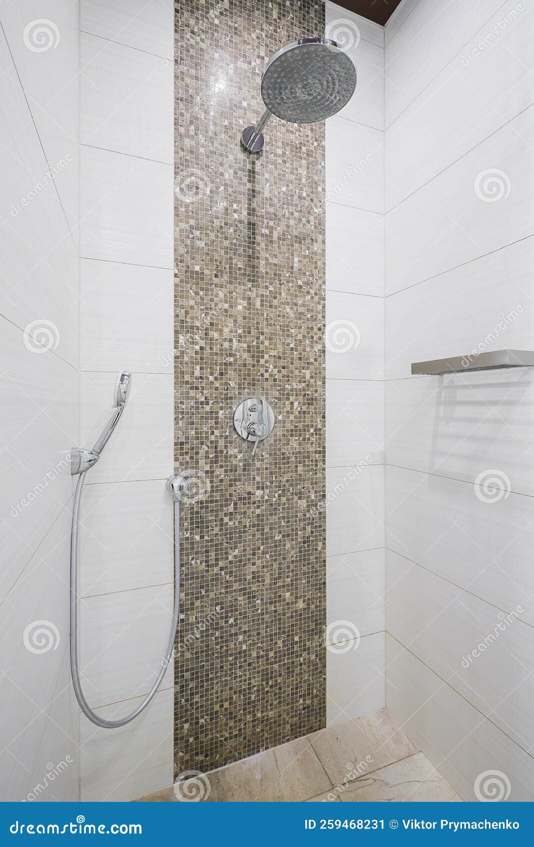 Shower System in the White Shower Room Interior Stock Image - Image of ...