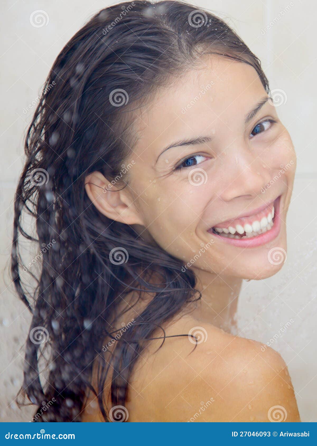 Shower woman portrait stock image. Image of beautiful - 27046093
