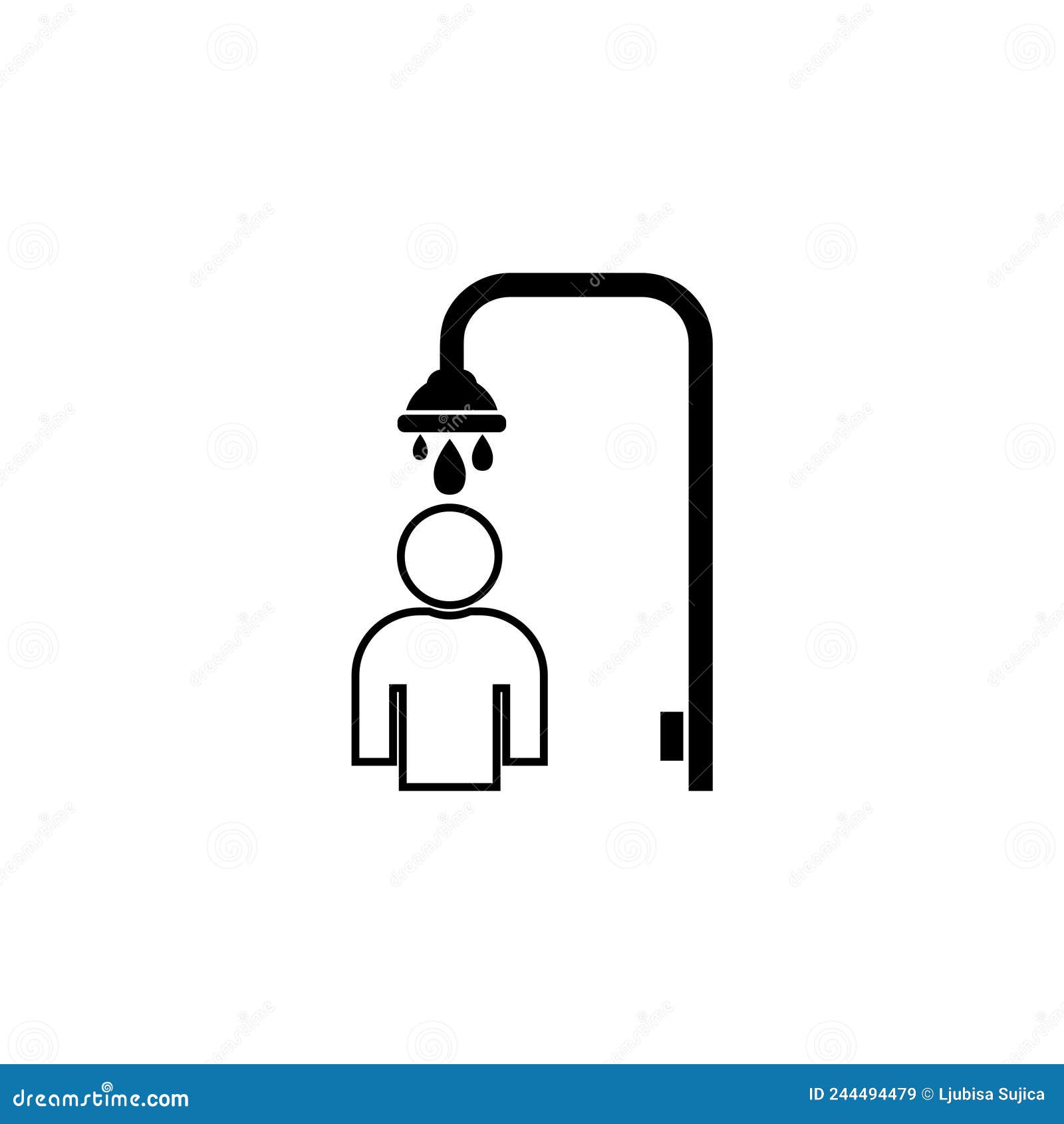 Man Showering Icon On White Background. Shower Sign Vector Illustration ...