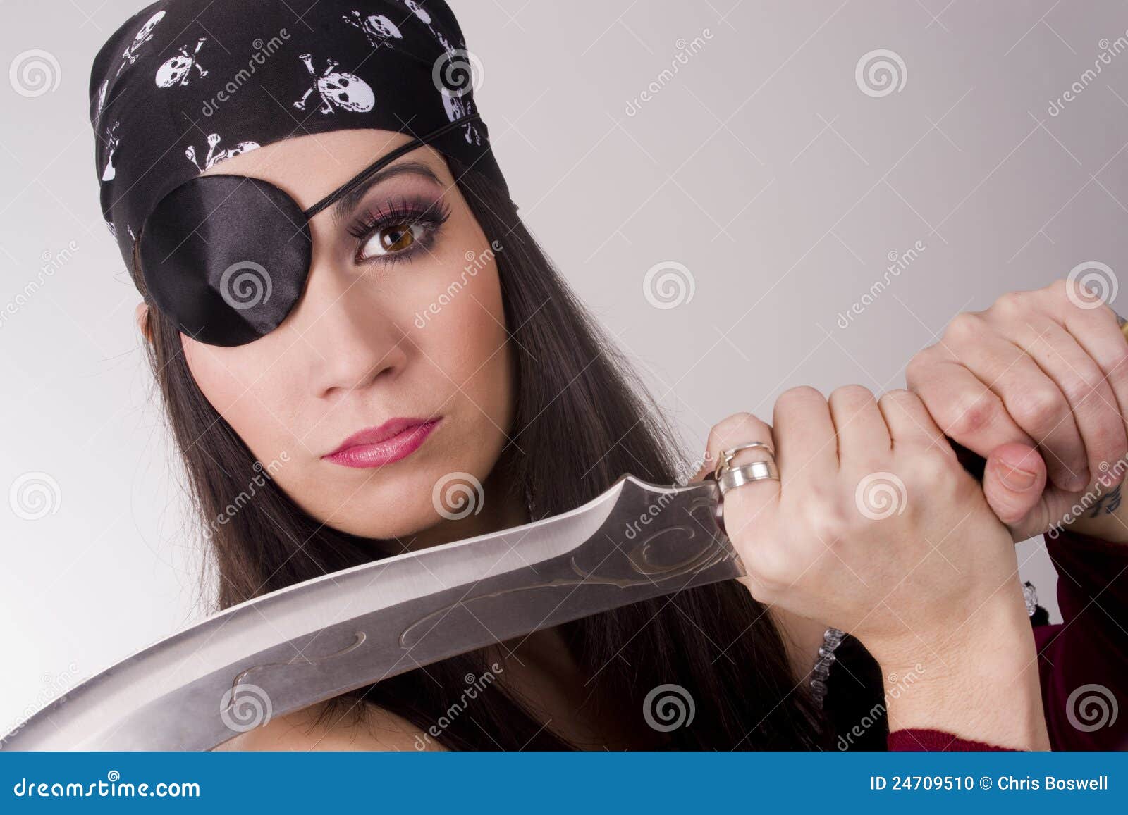 Captain One Eye Female Pirate Knife Blade Patch Stock Photos - Free ...