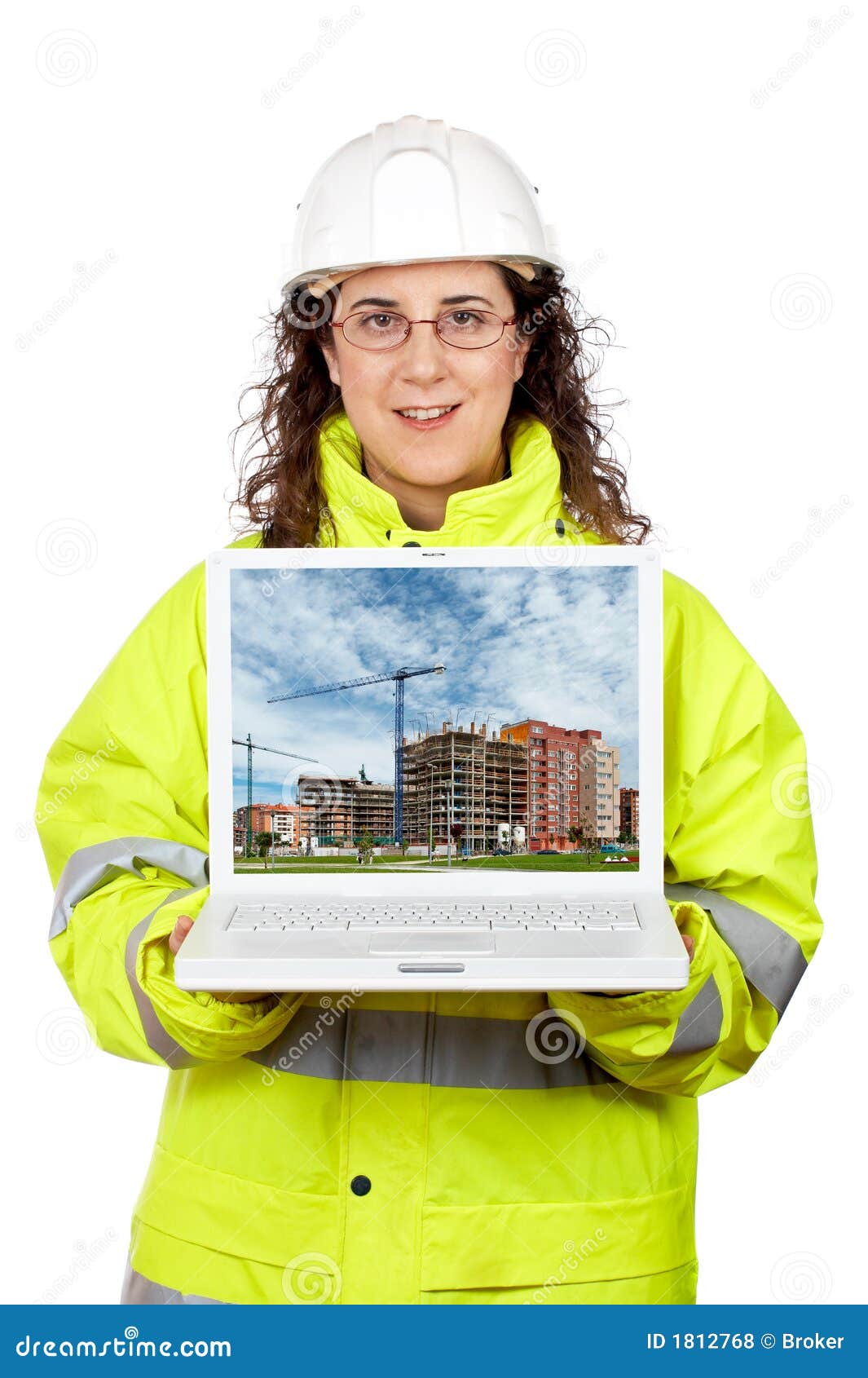 Showing a Building Construction on the Laptop Stock Photo - Image of ...