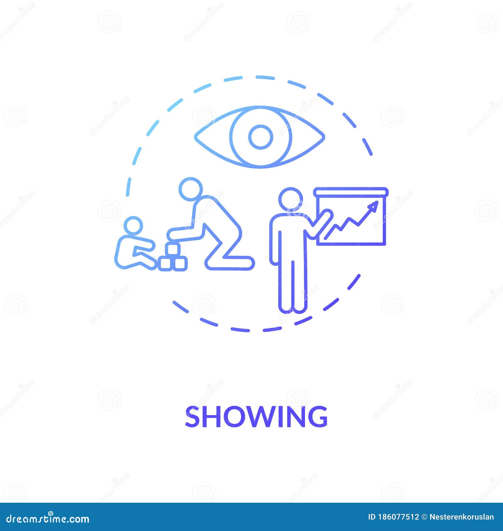 Showing concept icon stock vector. Illustration of blue - 186077512