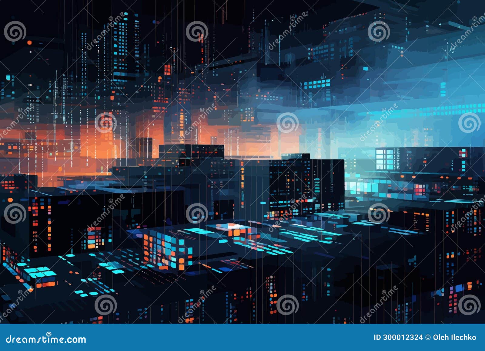 Showing Digital Data and Big Tech Imagery As Patterns Isolated Vector ...
