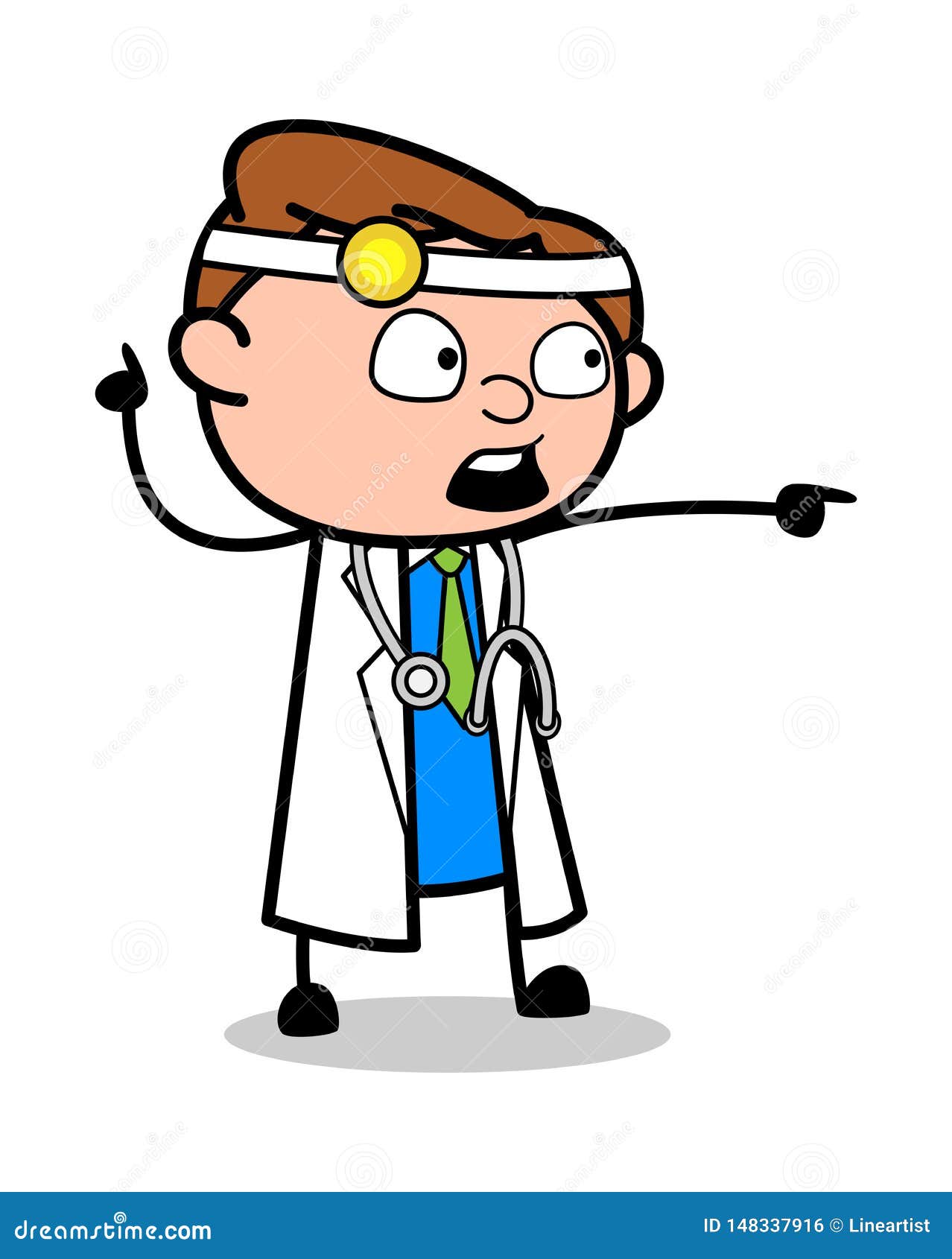 Showing the Direction - Professional Cartoon Doctor Vector Illustration ...