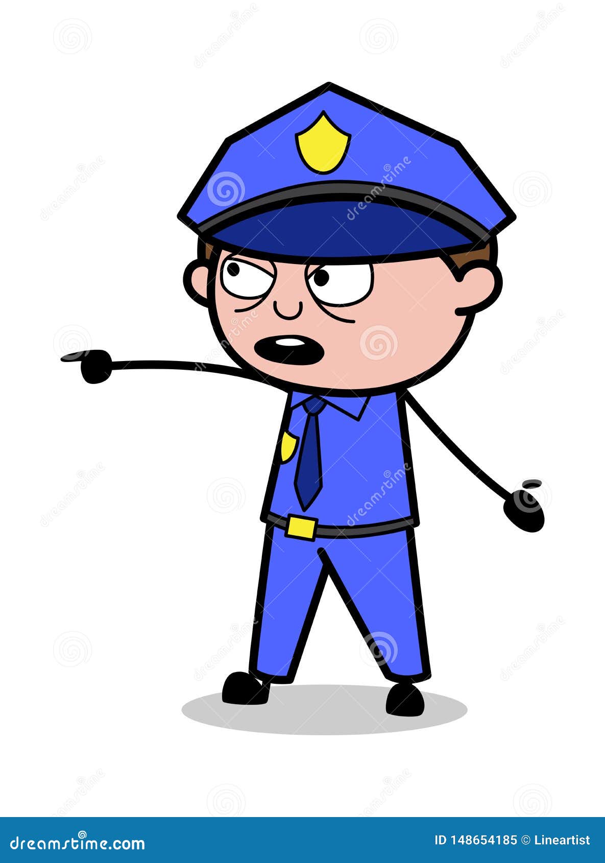 Showing with Gesture - Retro Cop Policeman Vector Illustration Stock ...