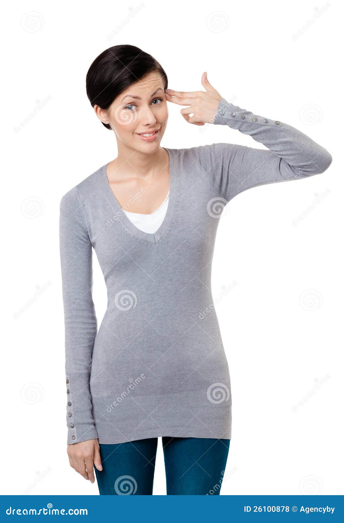 Showing hand gun gesture stock photo. Image of happy - 26100878