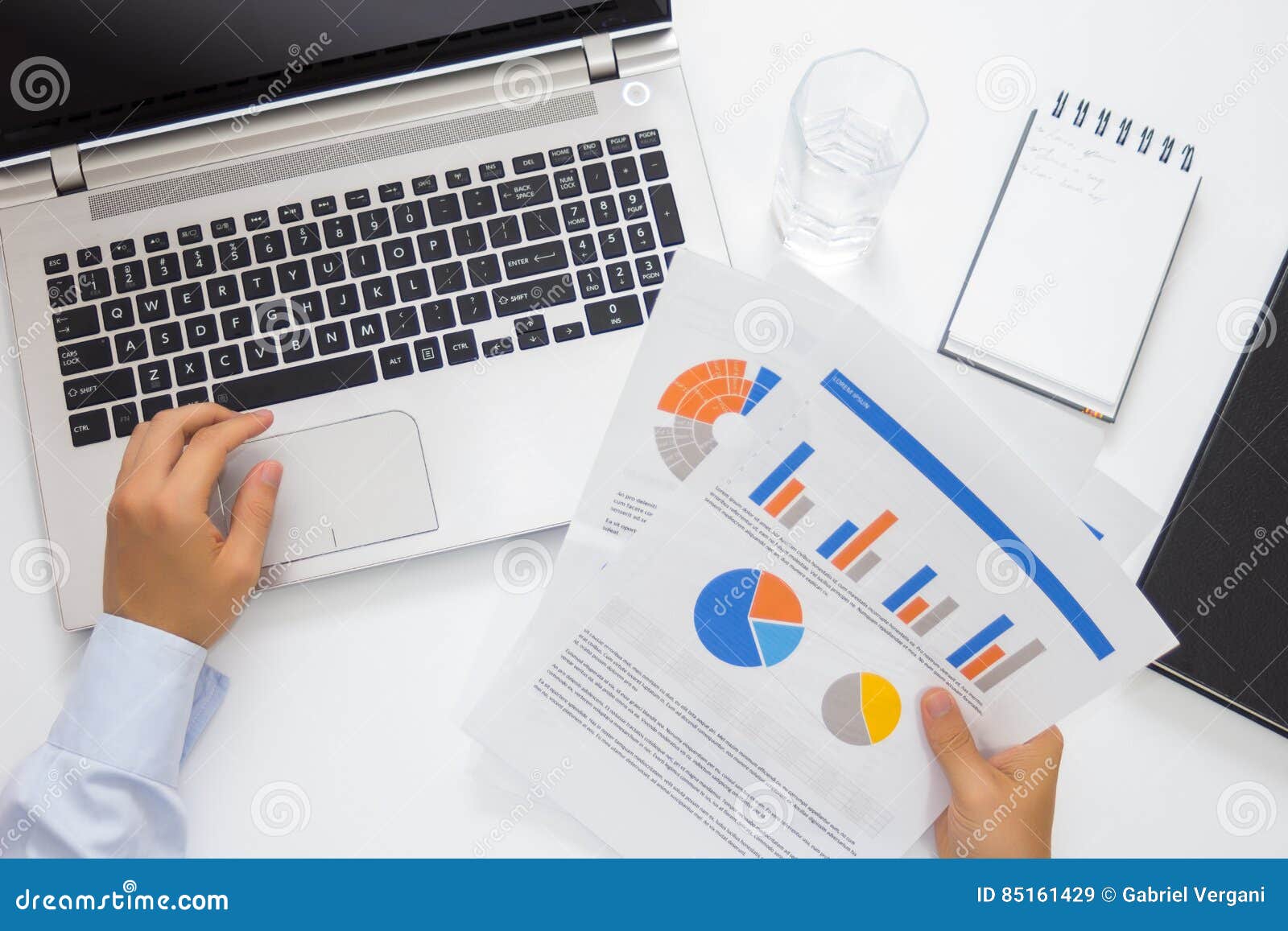 Showing only Hands of Entrepeneur Looking at Paper Work. Stock Image ...