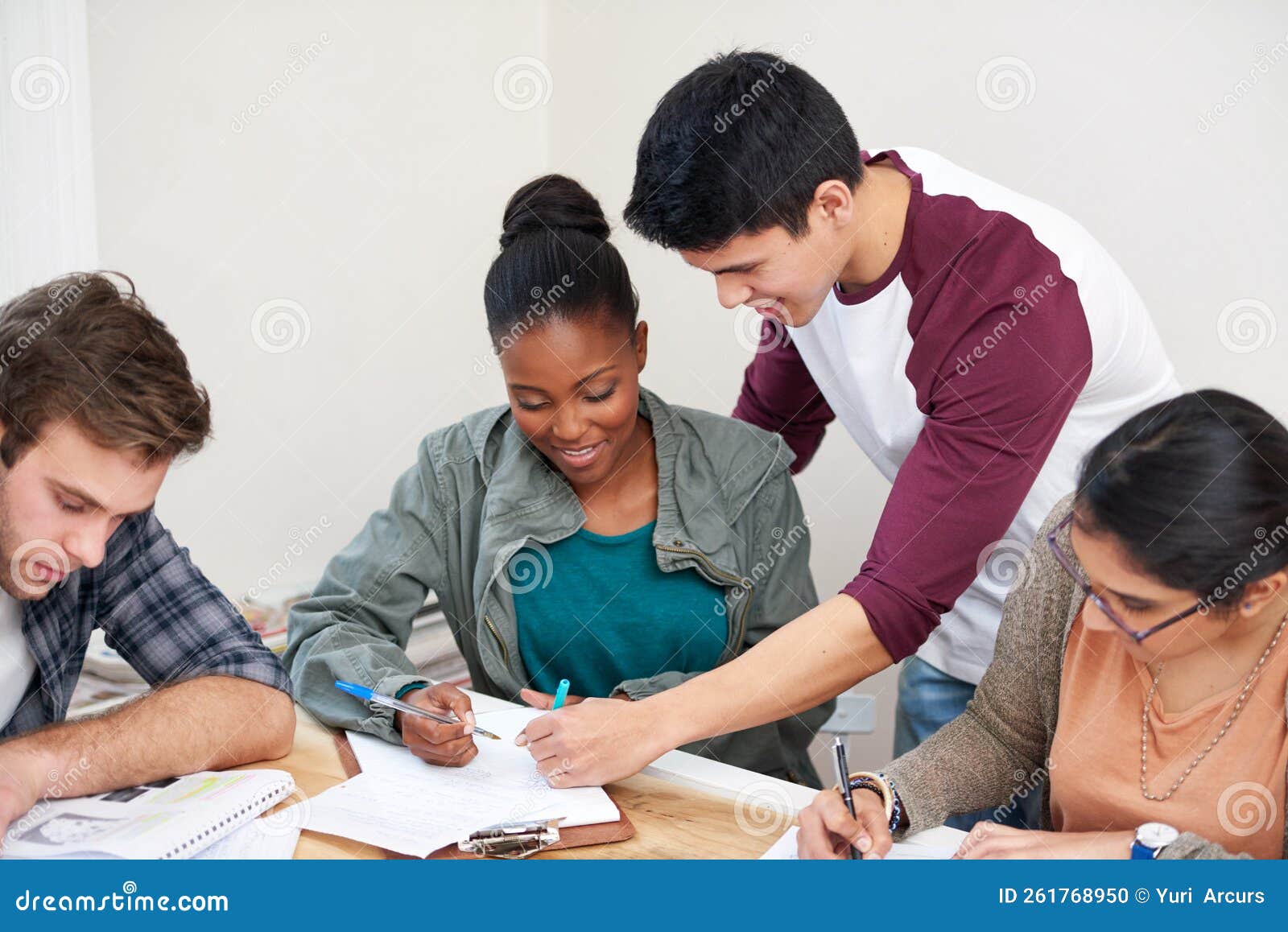 Showing Her the Ropes. a Group of University Students in a Study Group ...